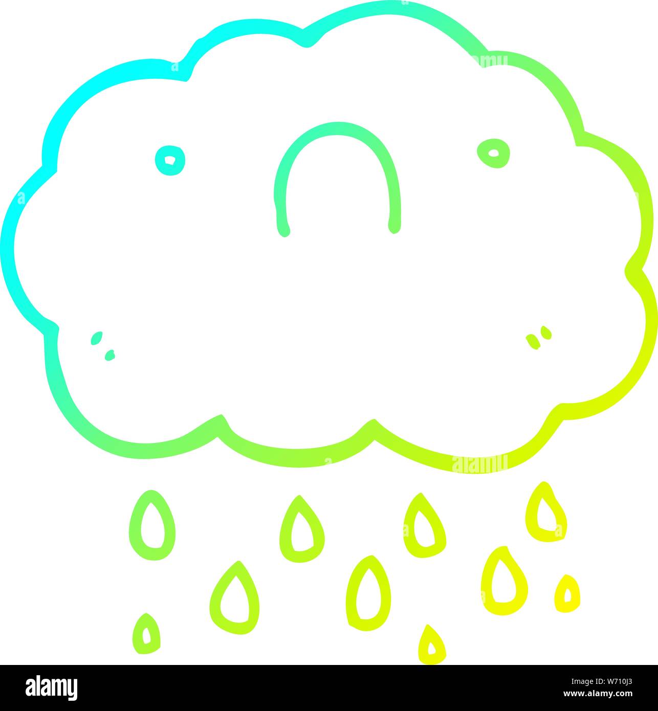 cold gradient line drawing of a cute cartoon cloud Stock Vector Image ...