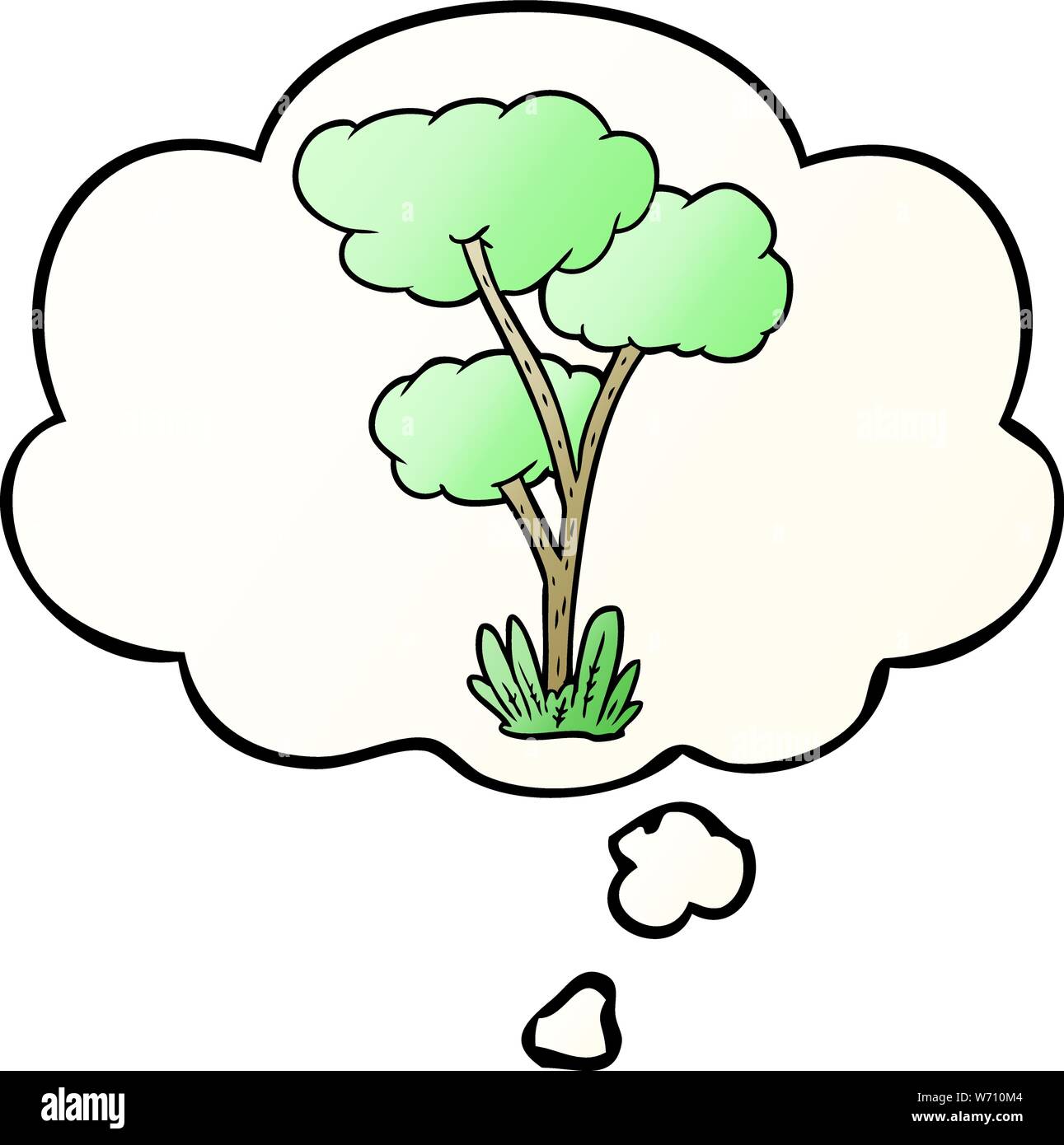 cartoon tree with thought bubble in smooth gradient style Stock Vector ...