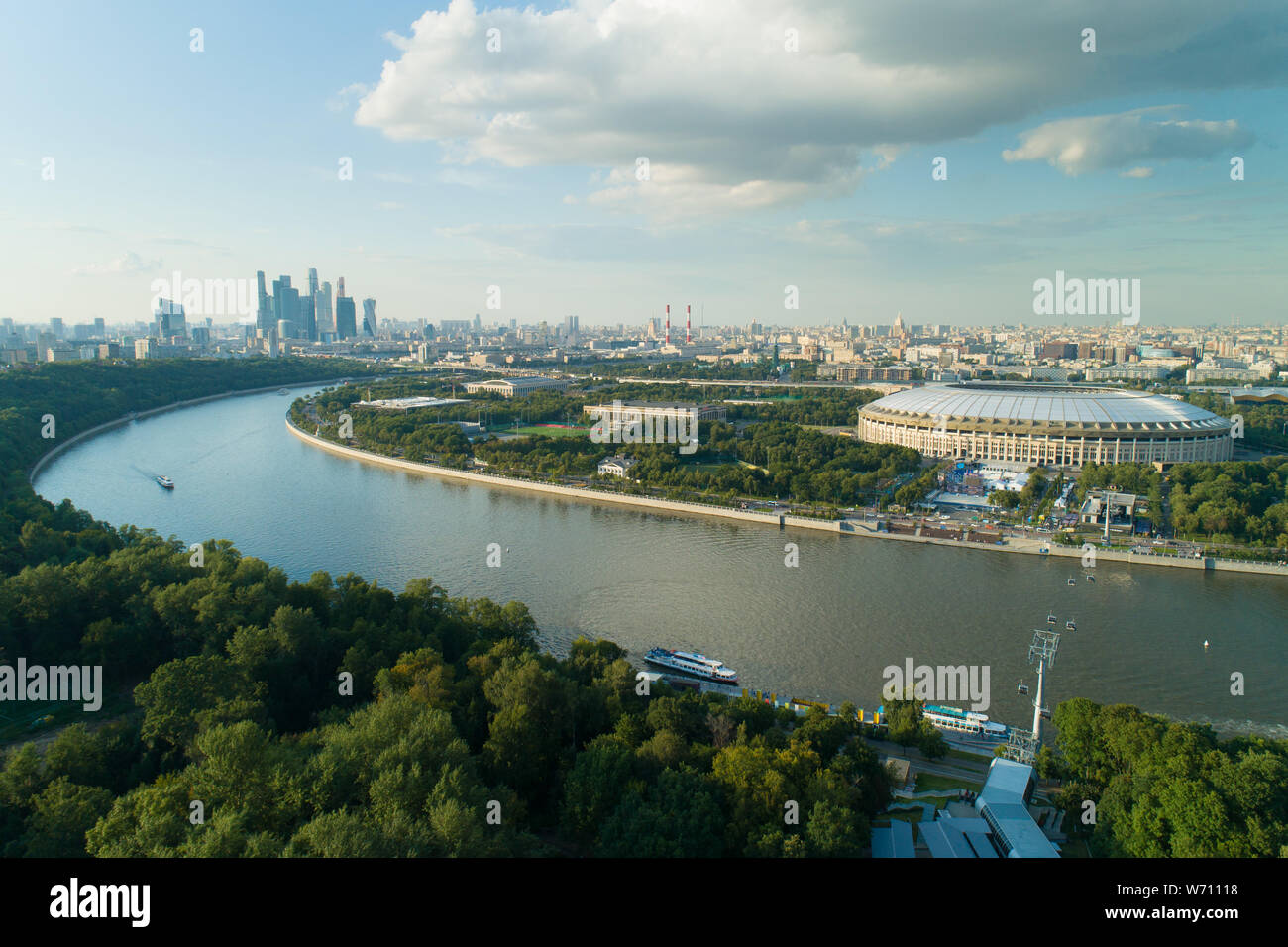 aerial view of moscow river cityscape and stadium Stock Photo - Alamy