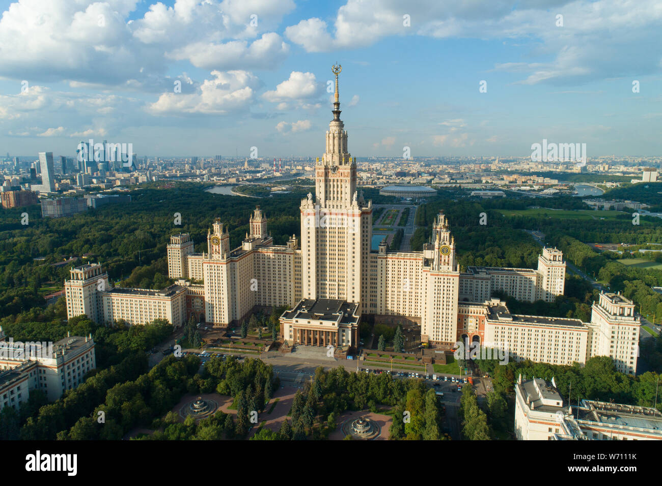 aerial view of moscow state university and the park in Moscow Stock ...