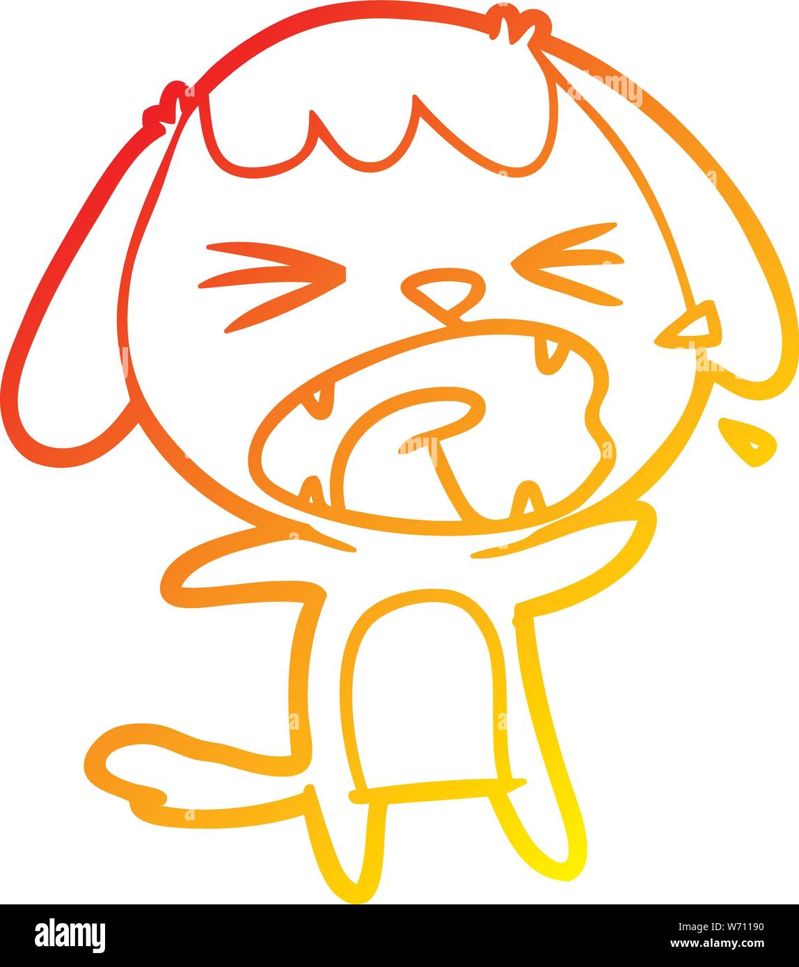 warm gradient line drawing of a cute cartoon dog barking Stock Vector ...
