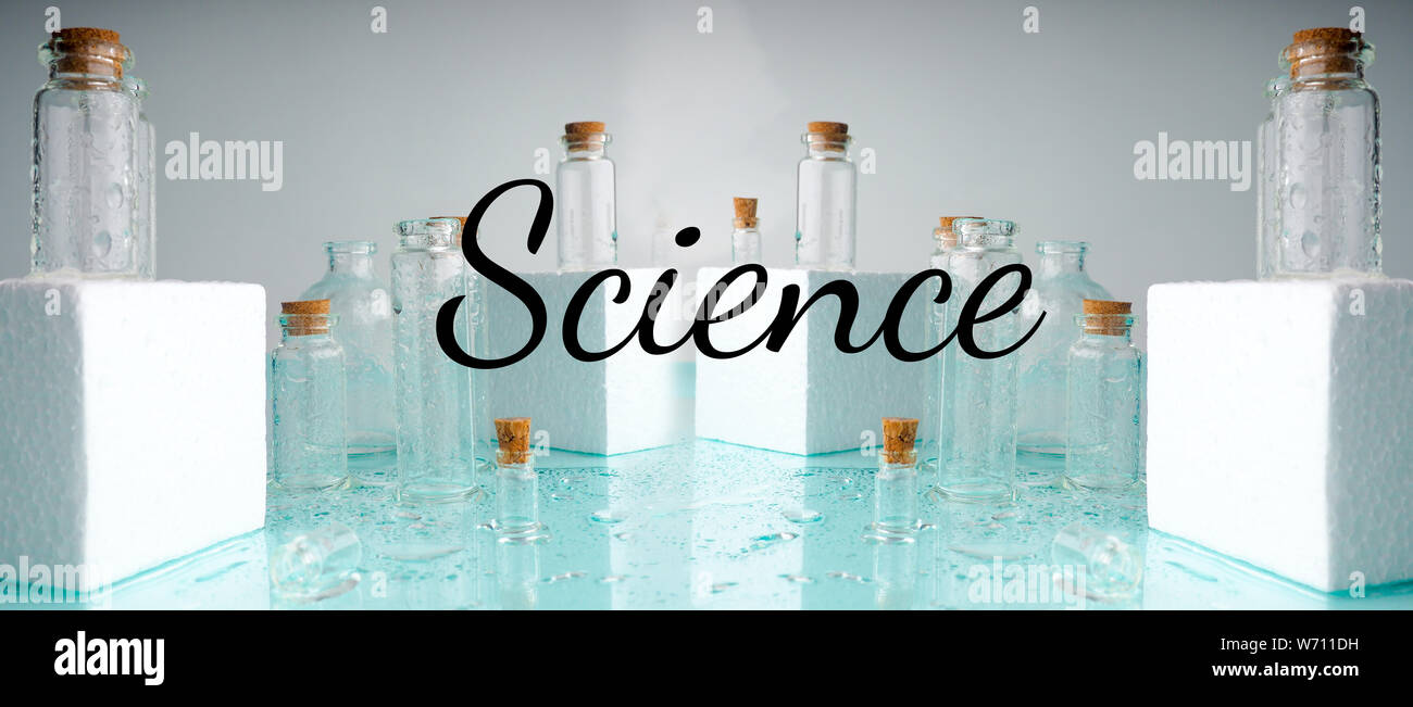 Few transparent bottles, water sprays. empty glass bottles Stock Photo ...
