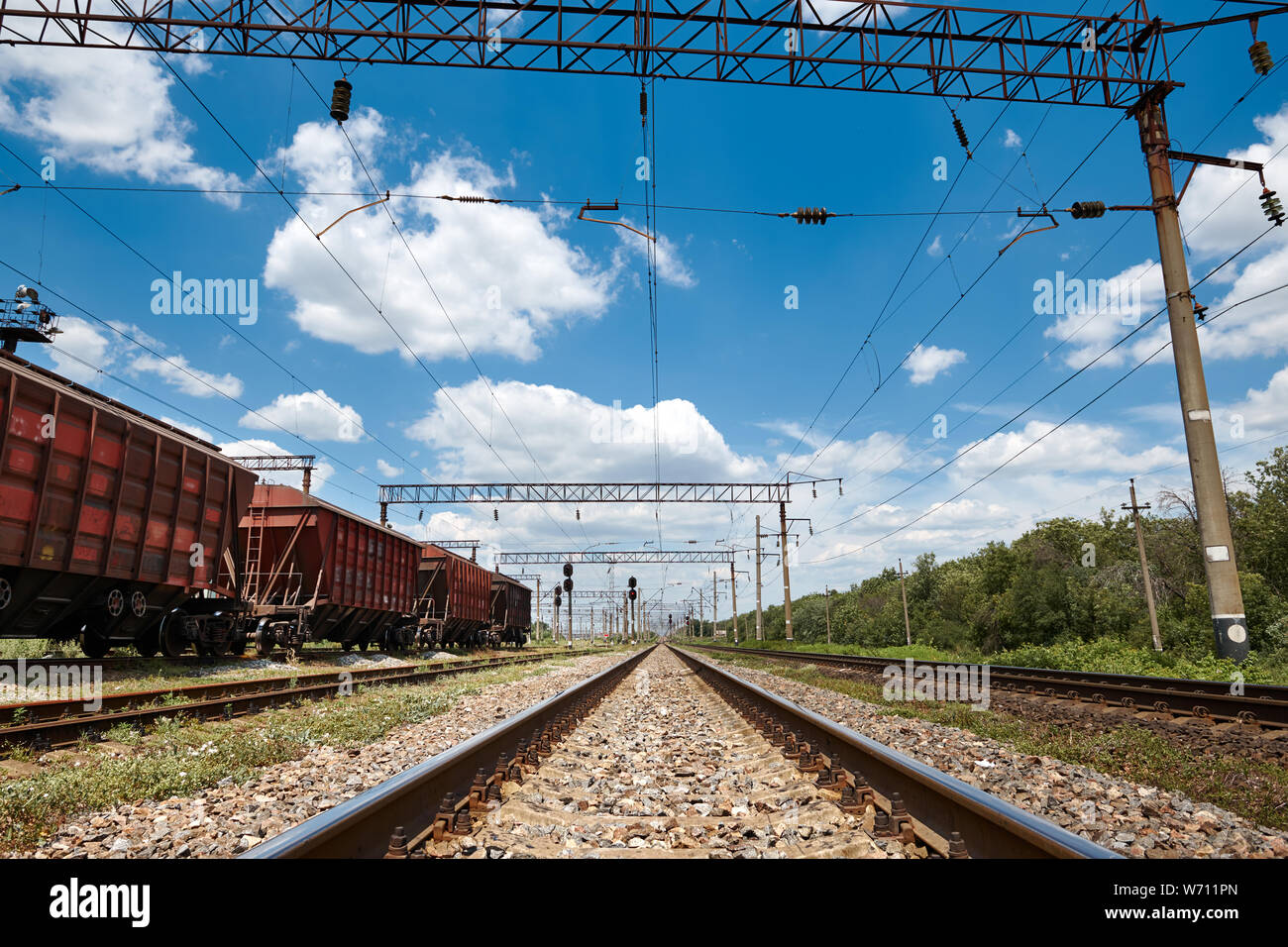 Industrial railway - wagons, rails and infrastructure, electric power ...