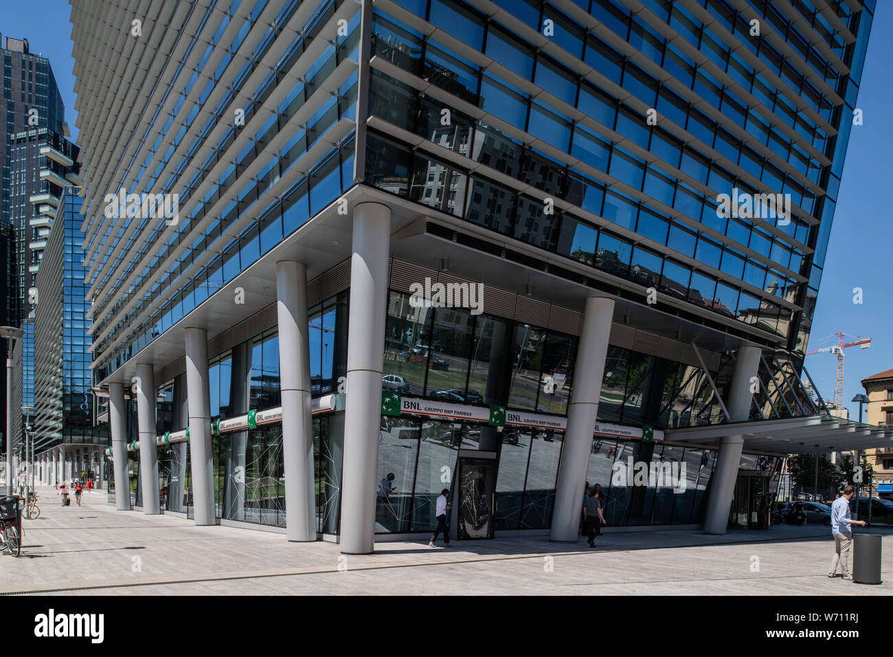 Milan, Italy - 30 June 2019: View of Building of BNL Paribas Bank Stock ...