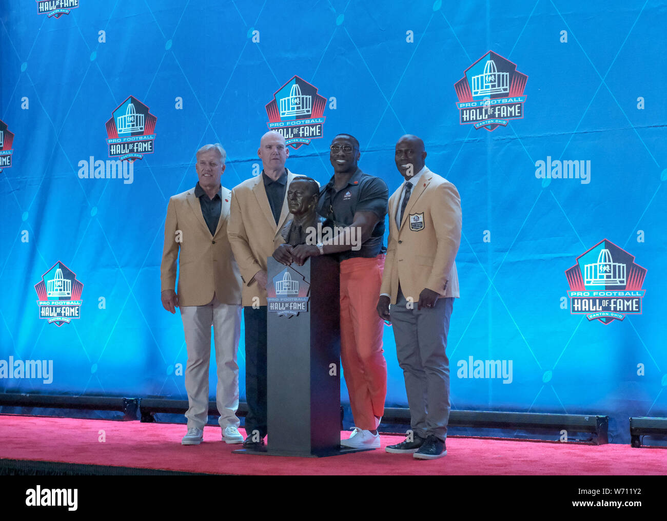 Canton, Ohio, USA. 3rd August 2019.John Elway, Shannon Sharpe, Terrell ...
