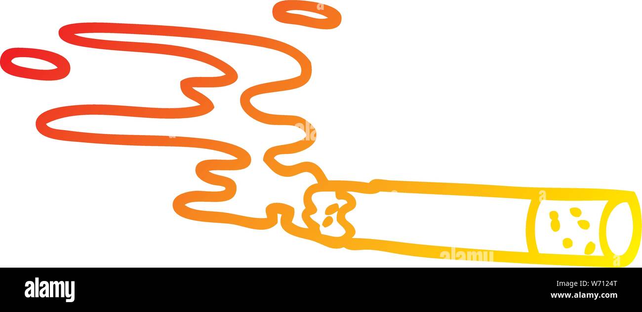 warm gradient line drawing of a cartoon cigarette Stock Vector Image ...