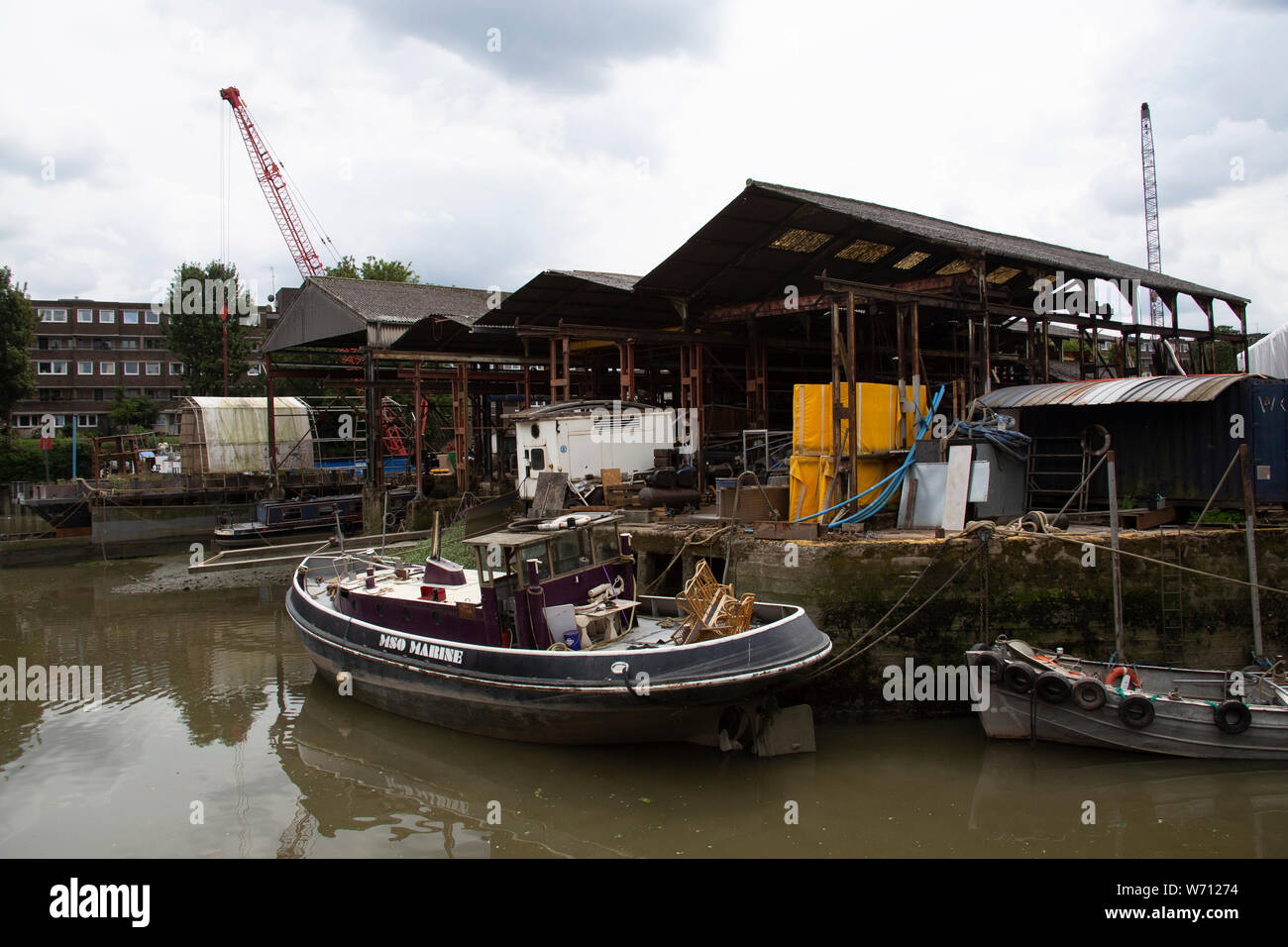 The boatyard at Thames Lock on the River Thames in Brentford, London ...