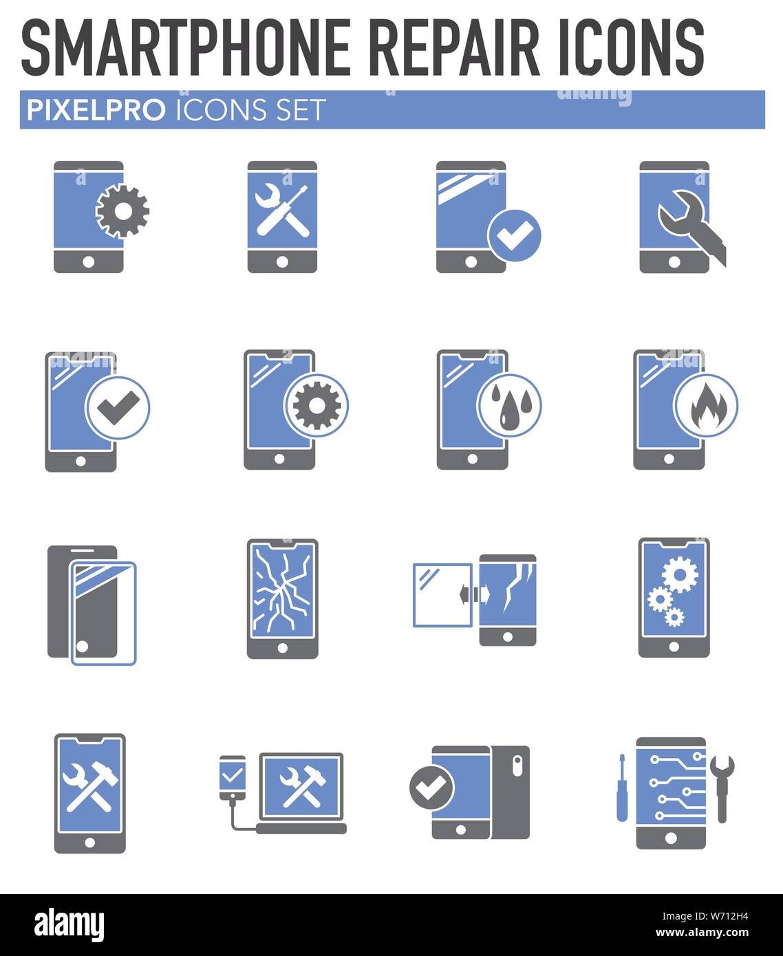Smartphone service related icons set on background for graphic and web ...