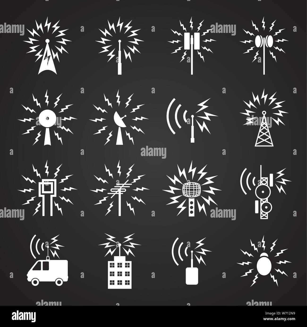 Antennas related icons set on background for graphic and web design ...