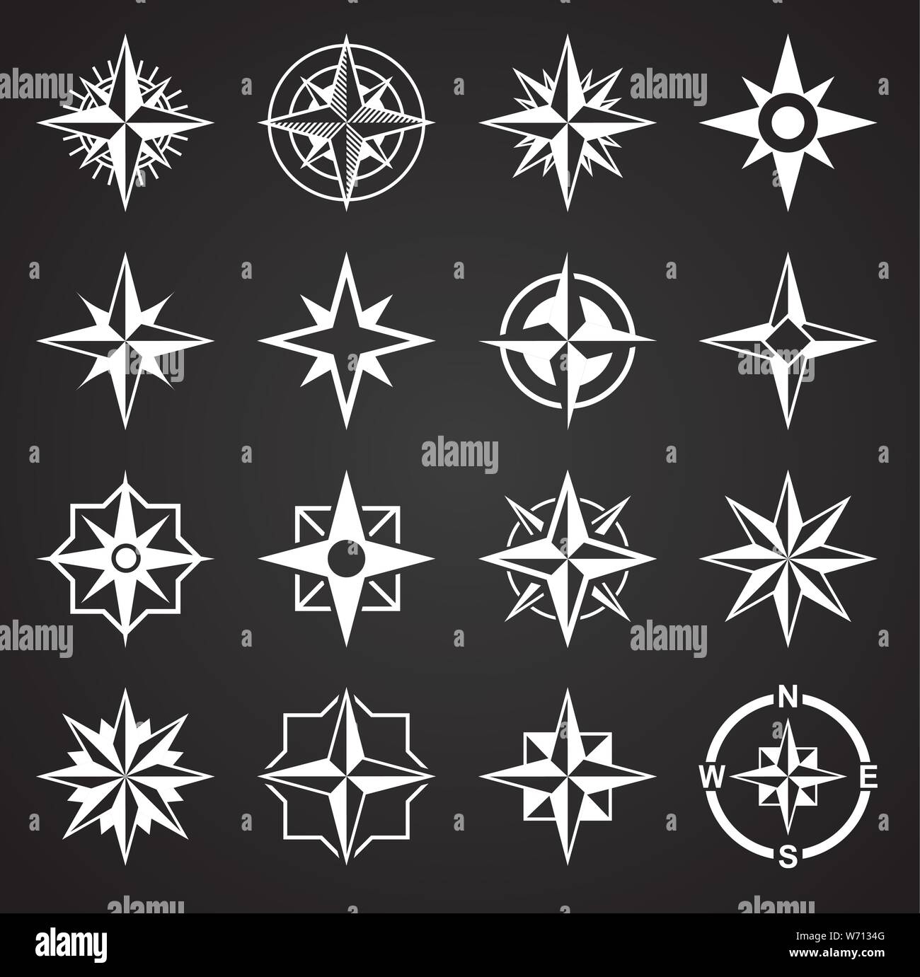 Windrose icons set on background for graphic and web design. Simple ...