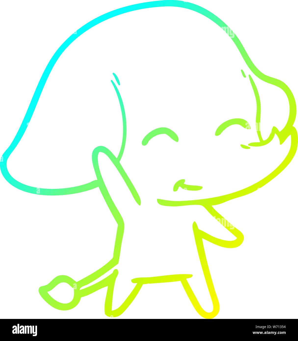 cold gradient line drawing of a cute cartoon elephant Stock Vector ...