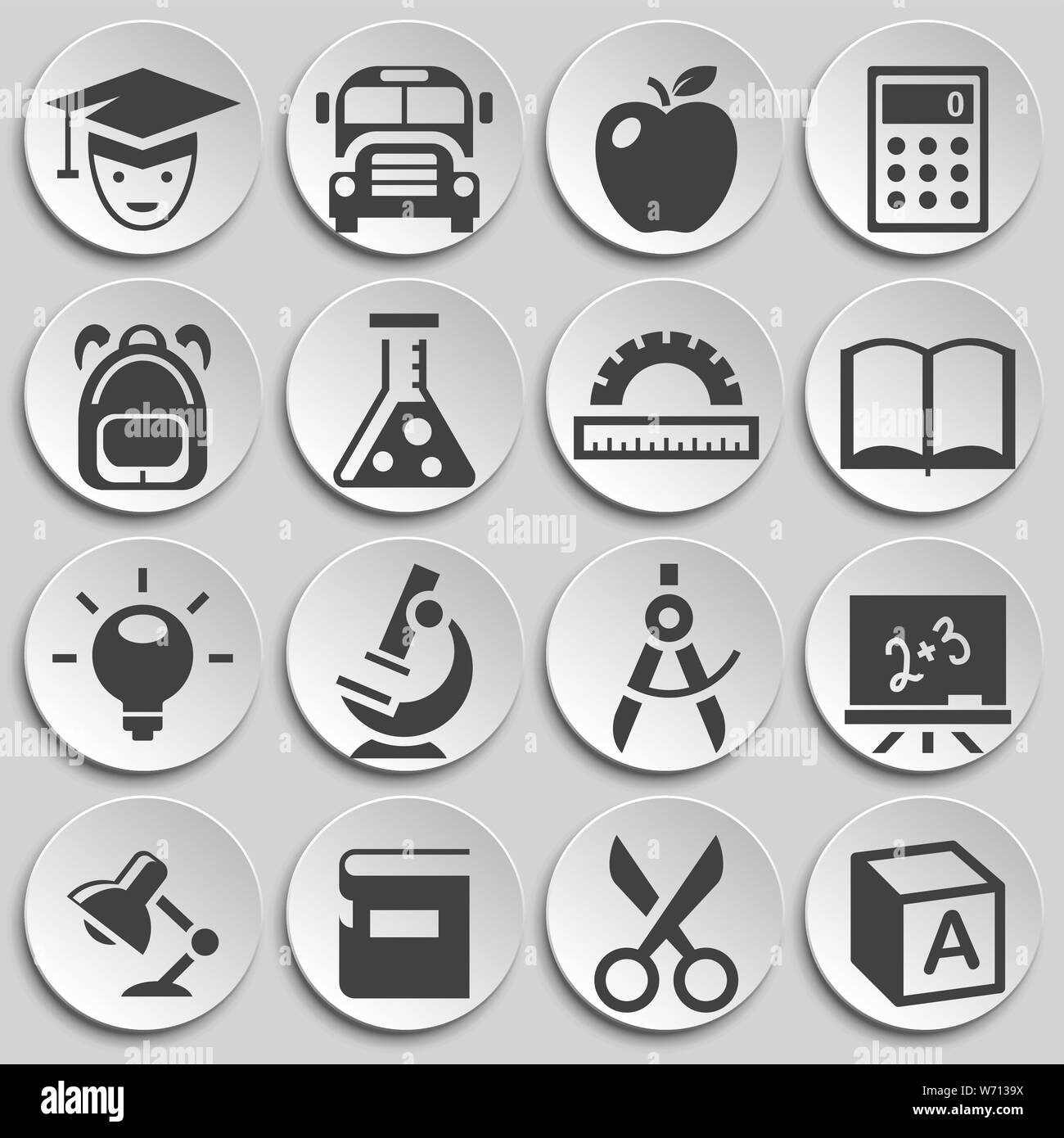 School related icons set on background for graphic and web design ...