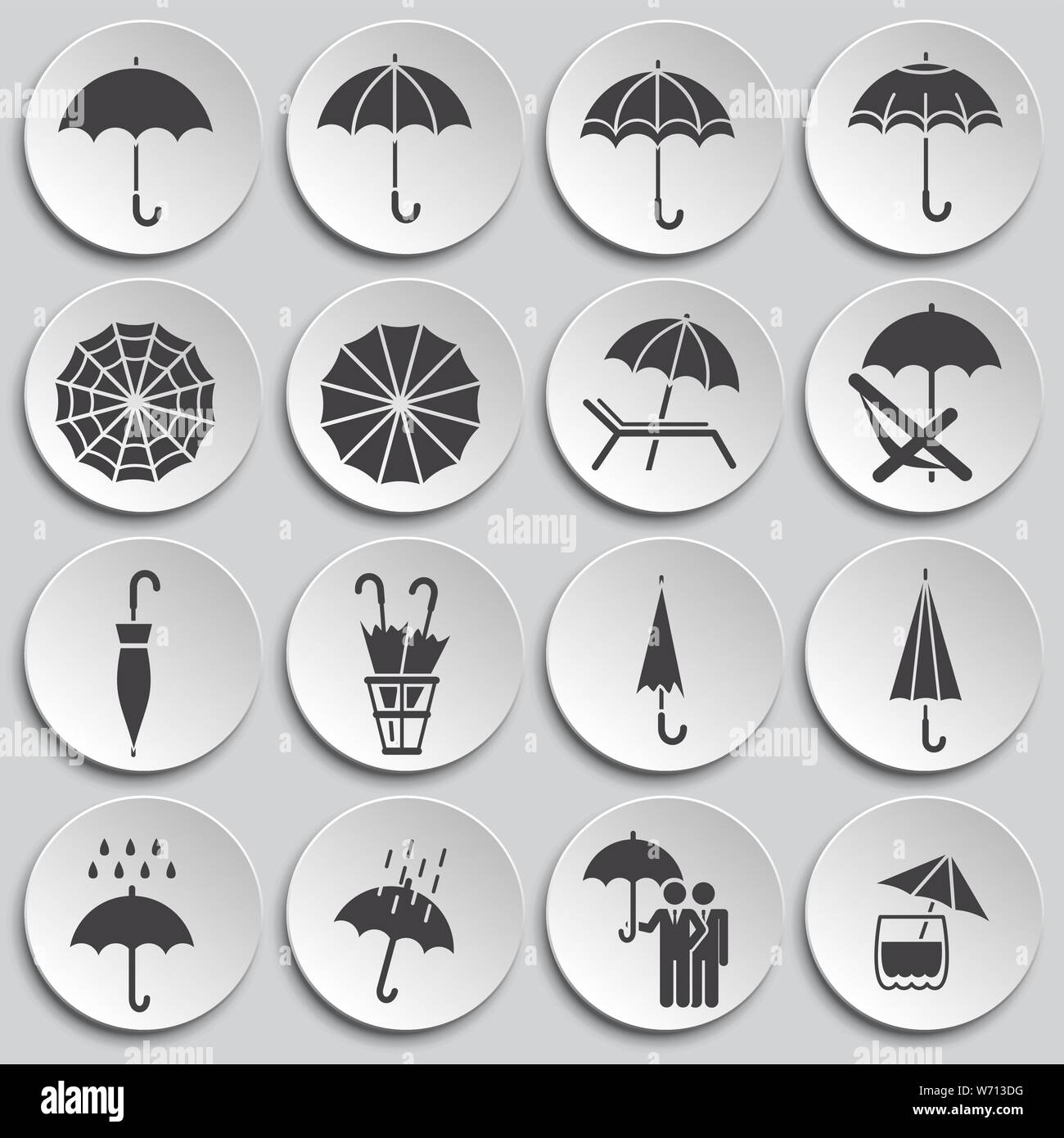 Umbrella icons set on background for graphic and web design. Simple ...