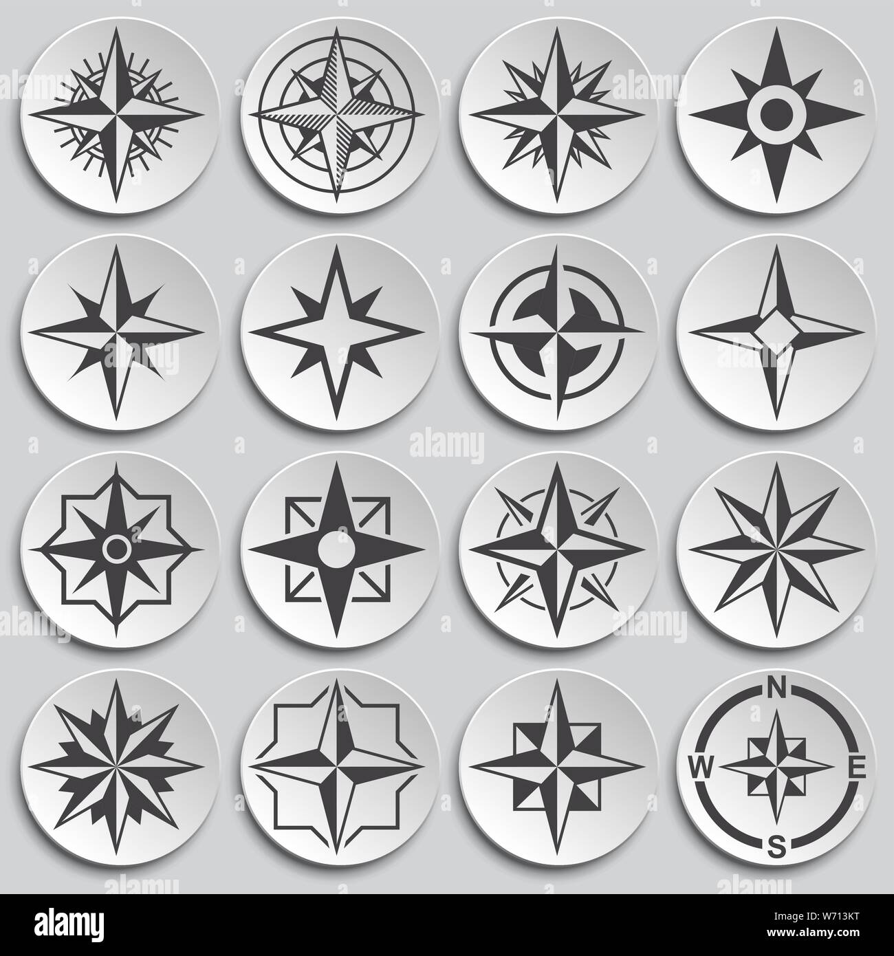 Windrose icons set on background for graphic and web design. Simple ...
