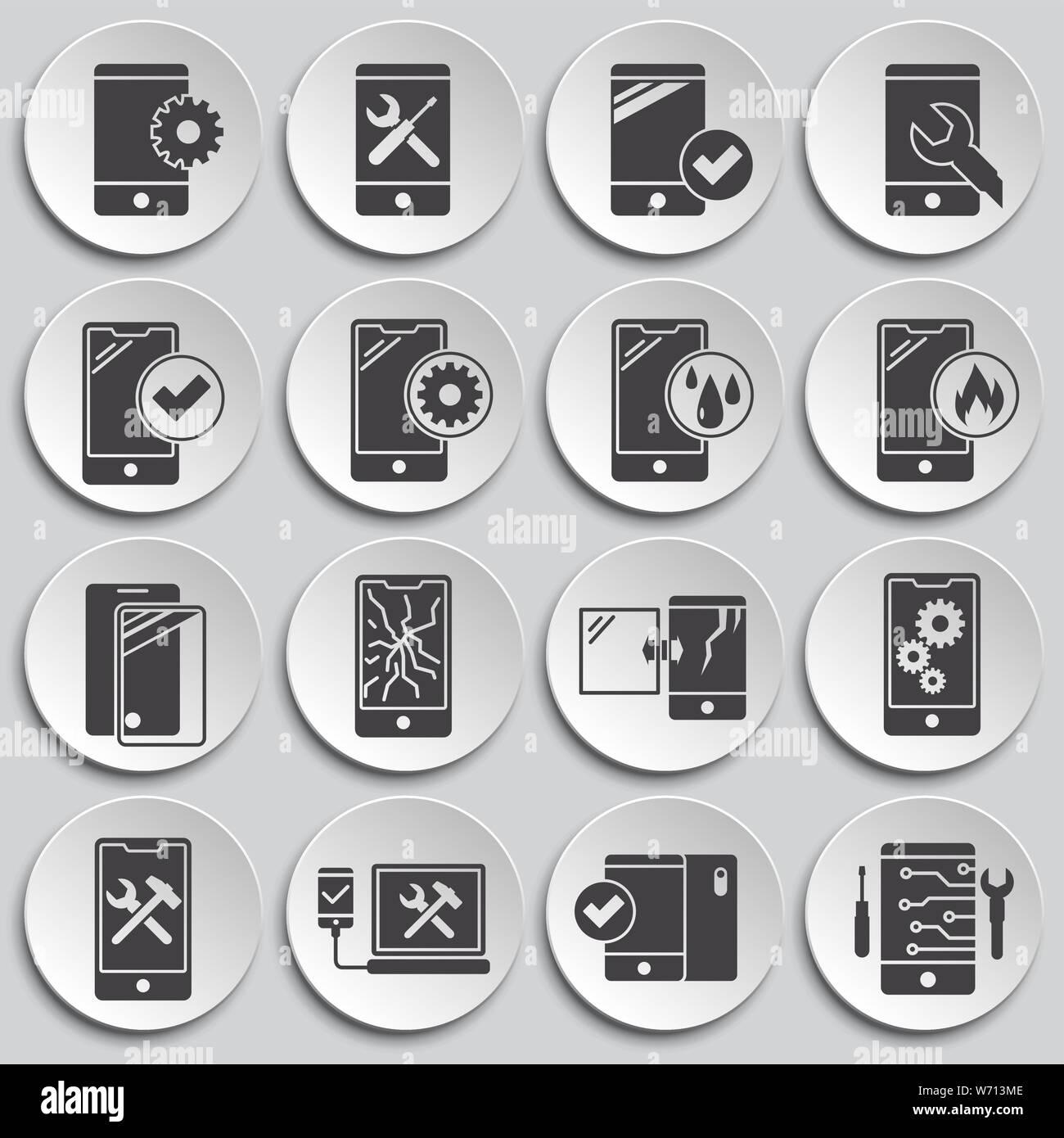 Smartphone service related icons set on background for graphic and web ...