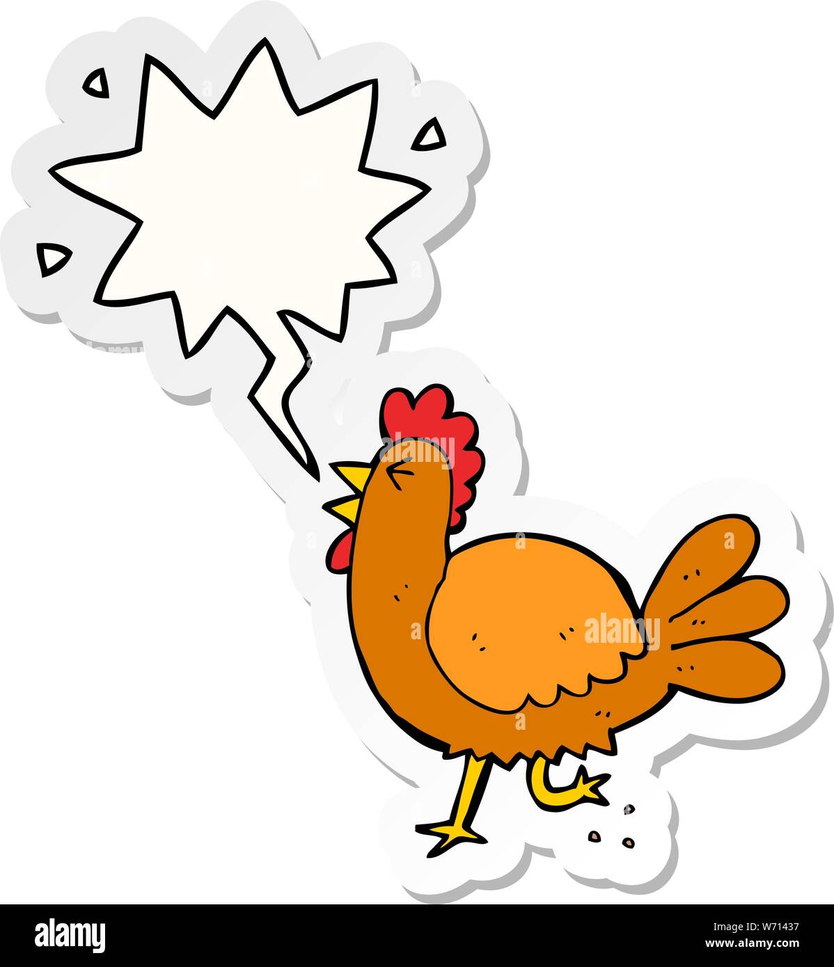 cartoon rooster with speech bubble sticker Stock Vector Image & Art - Alamy