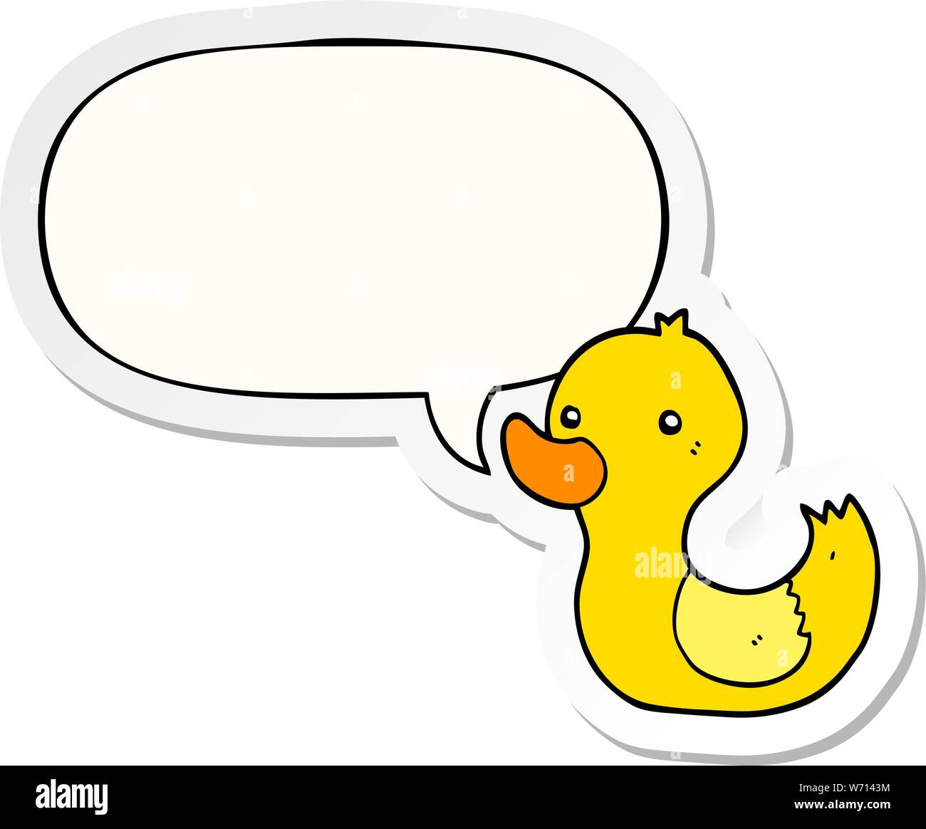 cartoon duck with speech bubble sticker Stock Vector Image & Art - Alamy