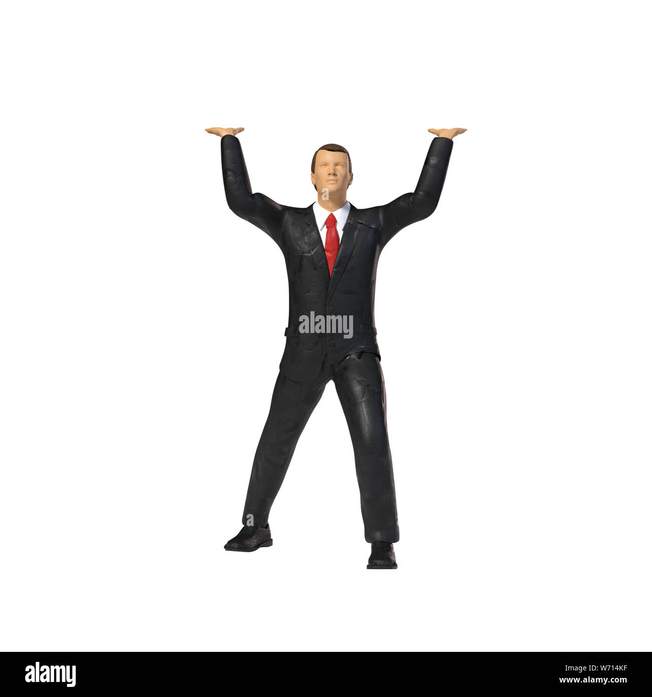 toy miniature businessman figure lifting, concept isolated on white ...