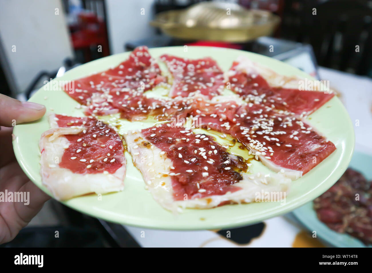 pickle beef, raw beef or raw meat Stock Photo - Alamy