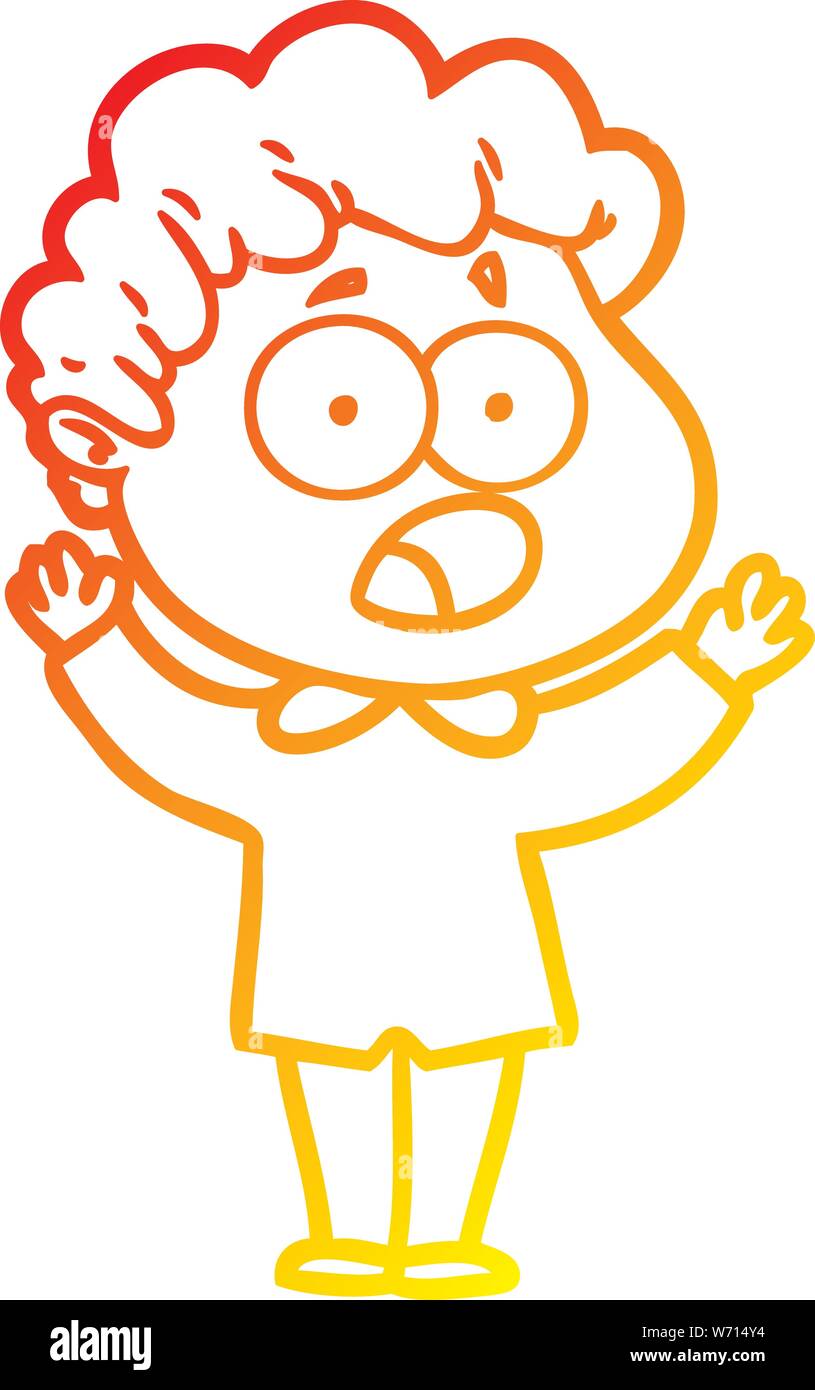 warm gradient line drawing of a cartoon man gasping in surprise Stock ...