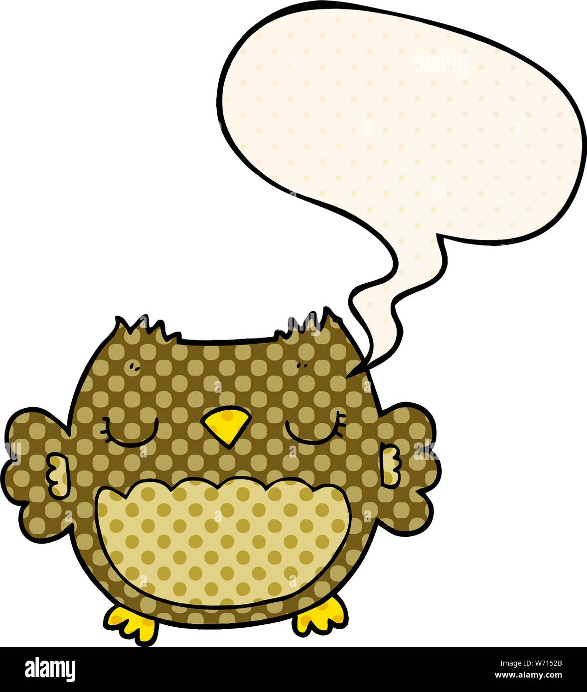 cute cartoon owl with speech bubble in comic book style Stock Vector ...