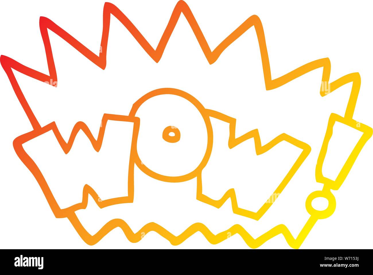 warm gradient line drawing of a cartoon word wow Stock Vector Image ...