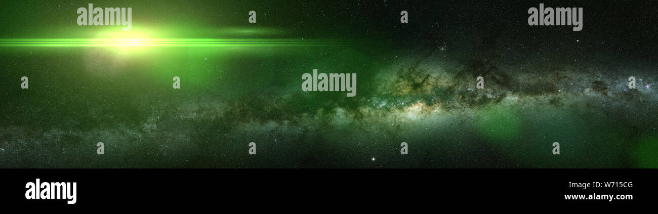 bright green star and the Milky Way galaxy Stock Photo - Alamy
