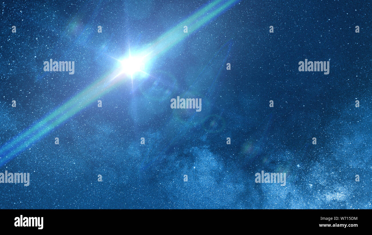 bright blue star in front the Milky Way galaxy Stock Photo - Alamy