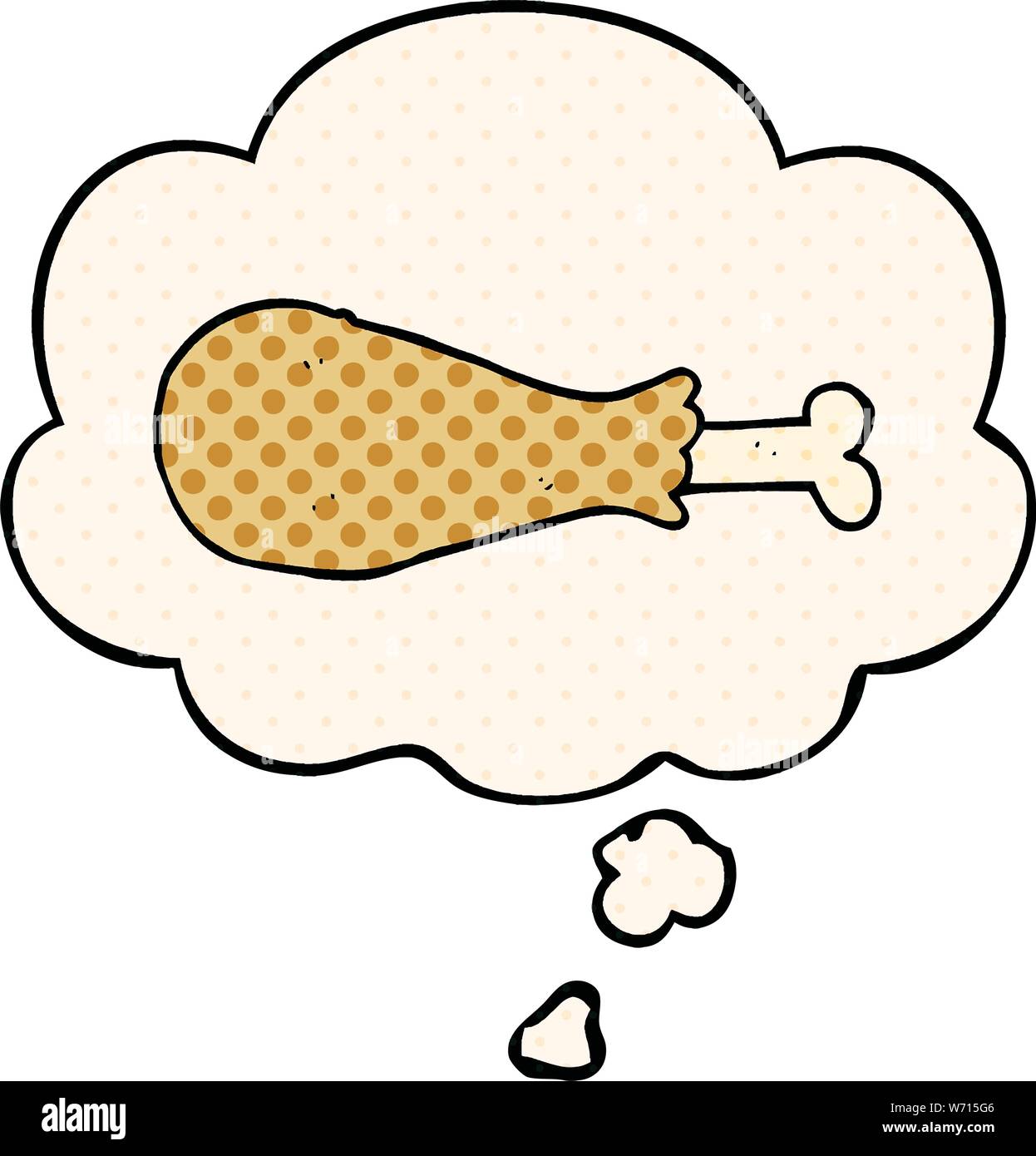 cartoon chicken leg with thought bubble in comic book style Stock ...