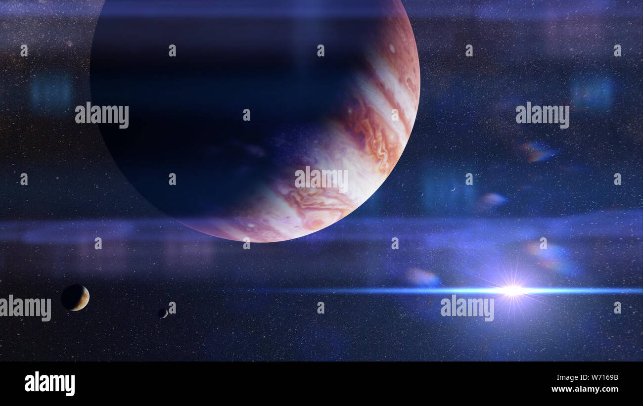 planet Jupiter lit by the bright Sun Stock Photo - Alamy