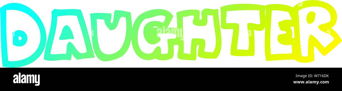 cold gradient line drawing of a cartoon word daughter Stock Vector ...