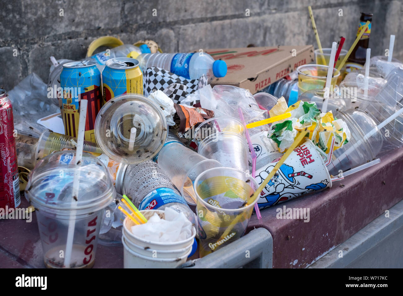Marsaxlokk city Malta, July 21 2019. Container filled with garbage ...