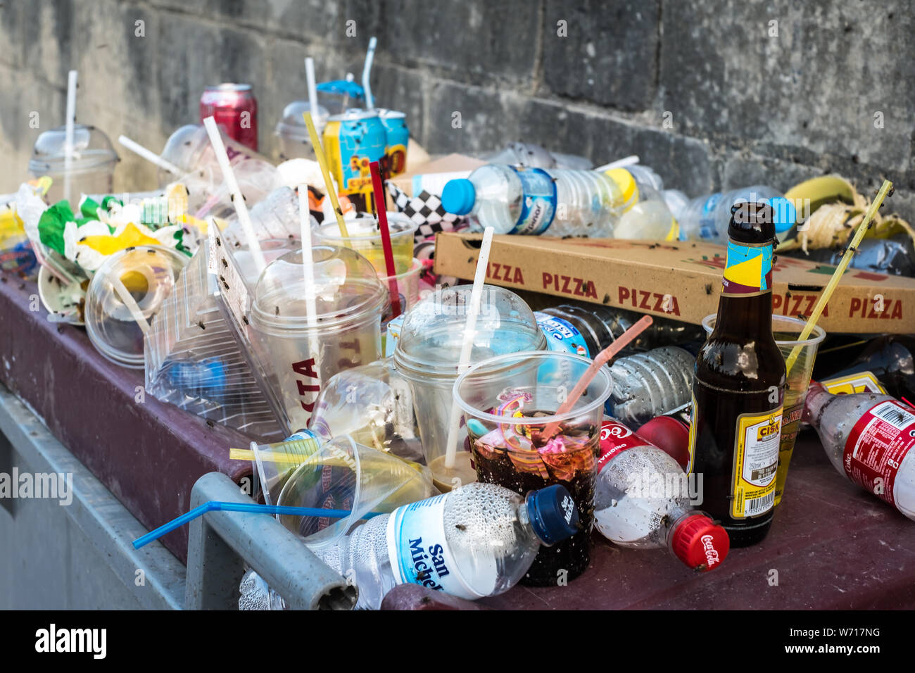 Marsaxlokk city Malta, July 21 2019. Container filled with garbage ...
