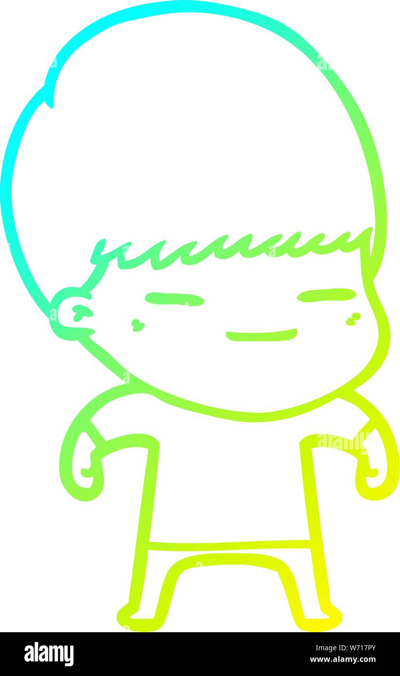 cold gradient line drawing of a cartoon smug boy Stock Vector Image ...