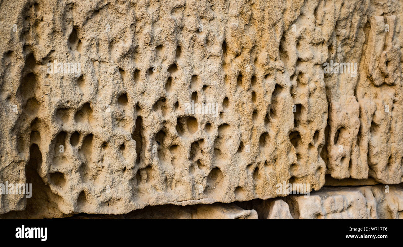 limestone bricks eroded and cracked in Malta, Manoel island Stock Photo ...