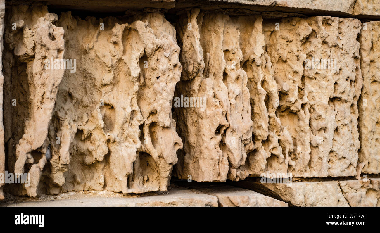 limestone bricks eroded and cracked in Malta, Manoel island Stock Photo ...