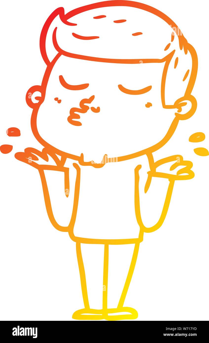 warm gradient line drawing of a cartoon model guy pouting Stock Vector ...