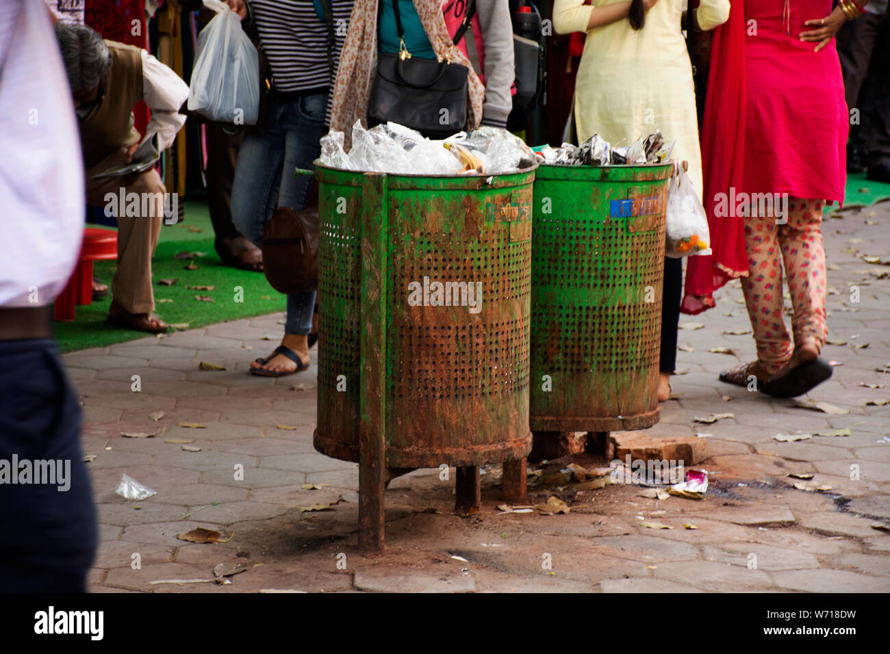 Public bin trash for indian people and foreign travelers dropping ...
