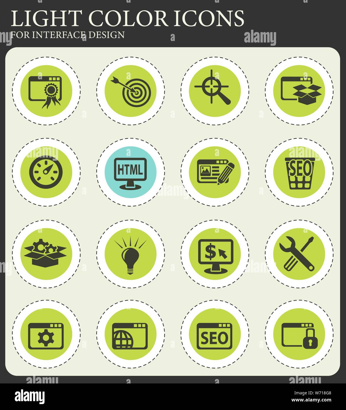 seo and development web icons for user interface design Stock Vector ...