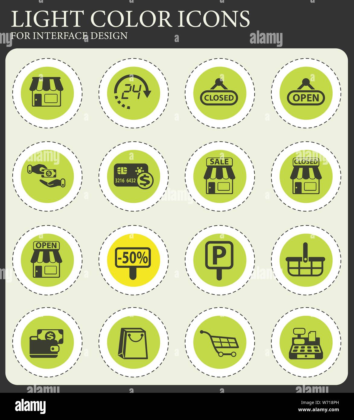 shop vector icons for web and user interface design Stock Vector Image ...