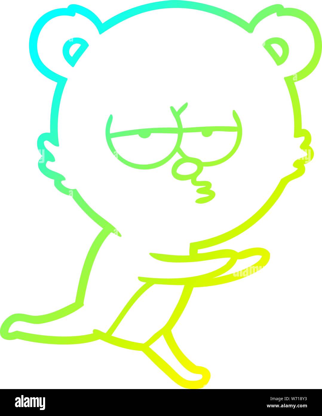 cold gradient line drawing of a bored bear cartoon Stock Vector Image ...
