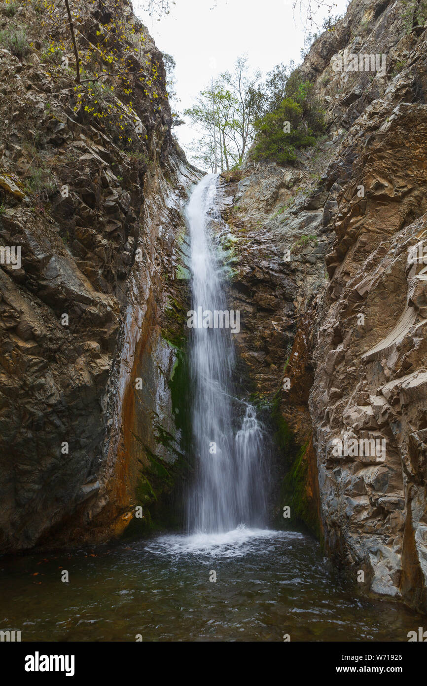 Millomeris Waterfalls near Platres in Cyprus. Long exposure Stock Photo ...