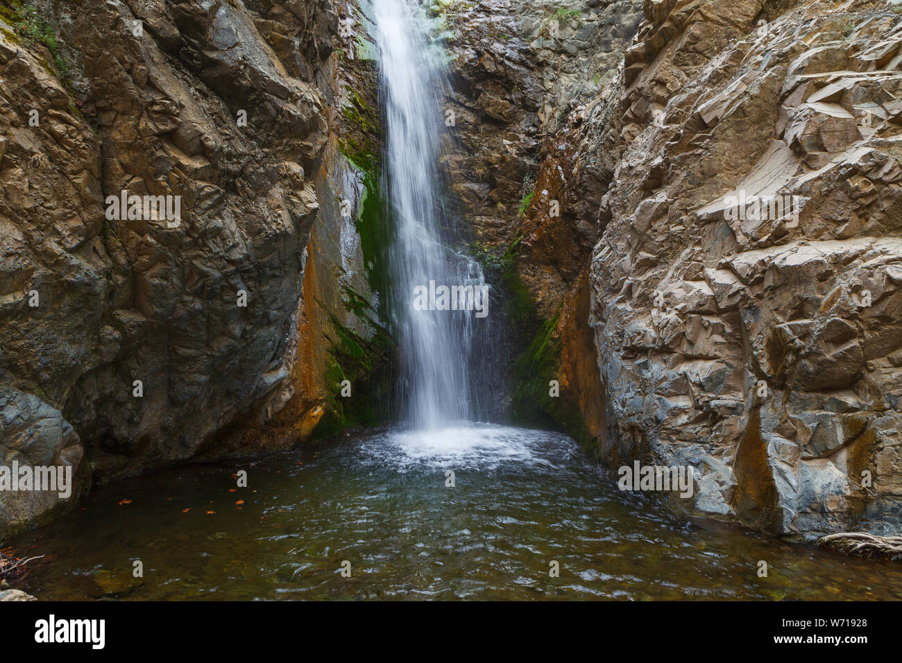 Millomeris Waterfalls near Platres in Cyprus. Long exposure Stock Photo ...