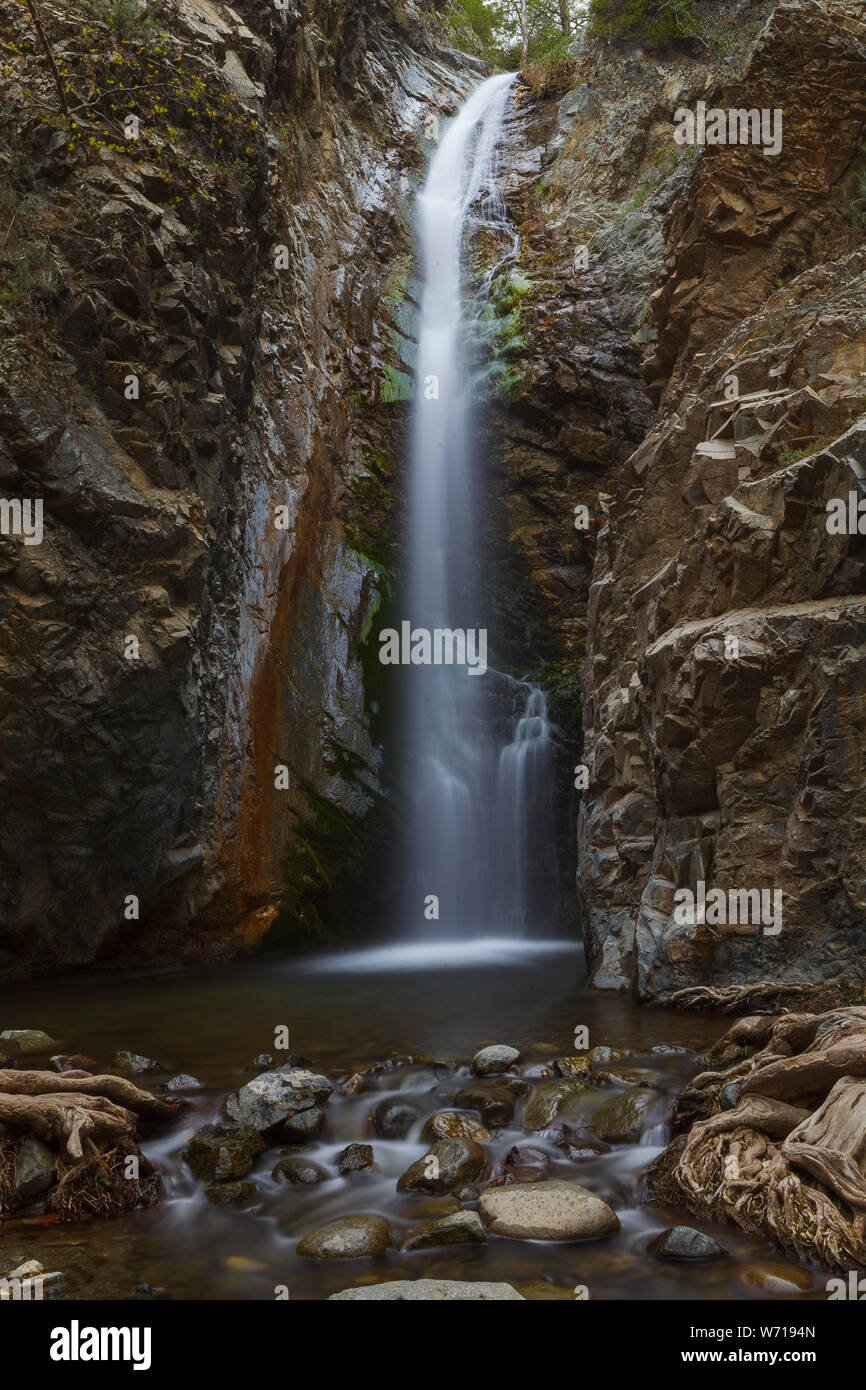 Millomeris Waterfalls near Platres in Cyprus. Long exposure Stock Photo ...