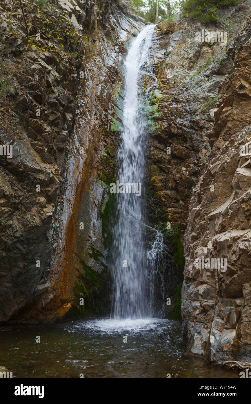 Millomeris Waterfalls near Platres in Cyprus. Long exposure Stock Photo ...