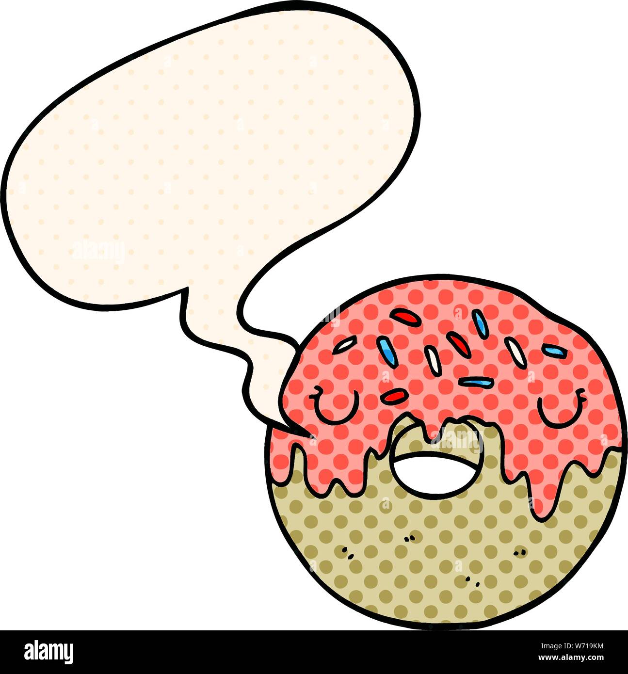 cartoon donut with speech bubble in comic book style Stock Vector Image ...