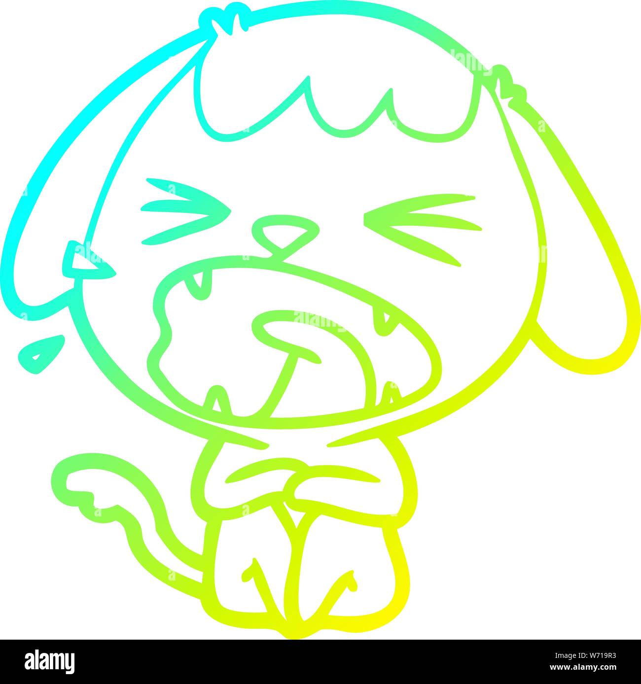 cold gradient line drawing of a cute cartoon dog Stock Vector Image ...