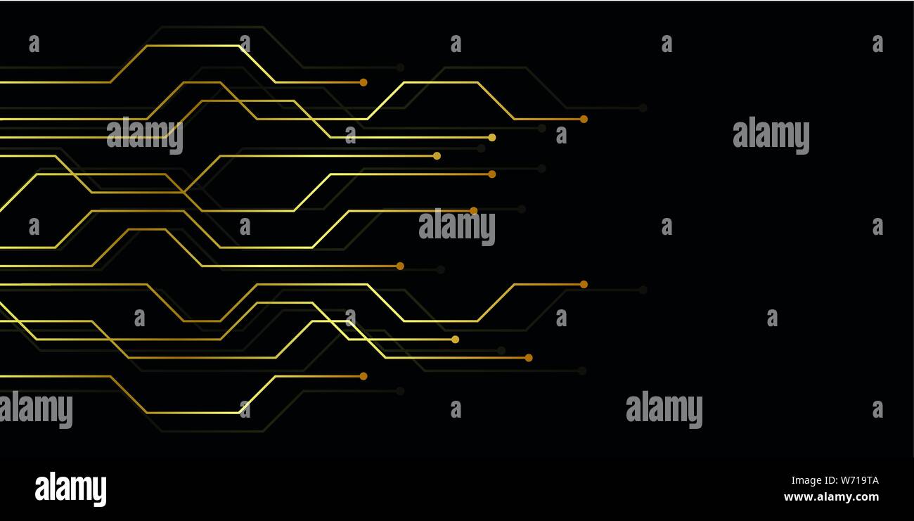 golden circuit board electronics digital technology banner vector ...