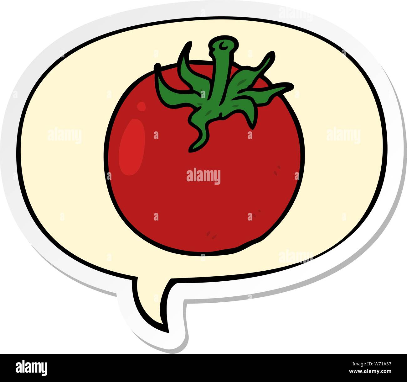cartoon fresh tomato with speech bubble sticker Stock Vector Image ...