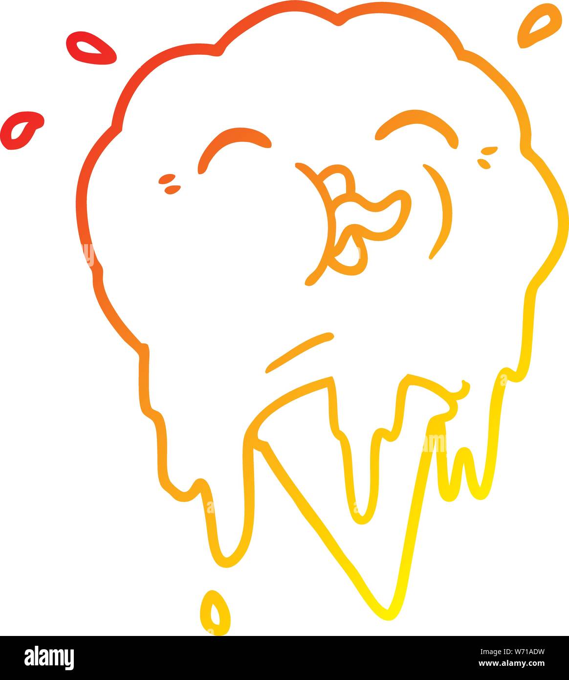 warm gradient line drawing of a cartoon melting ice cream Stock Vector ...